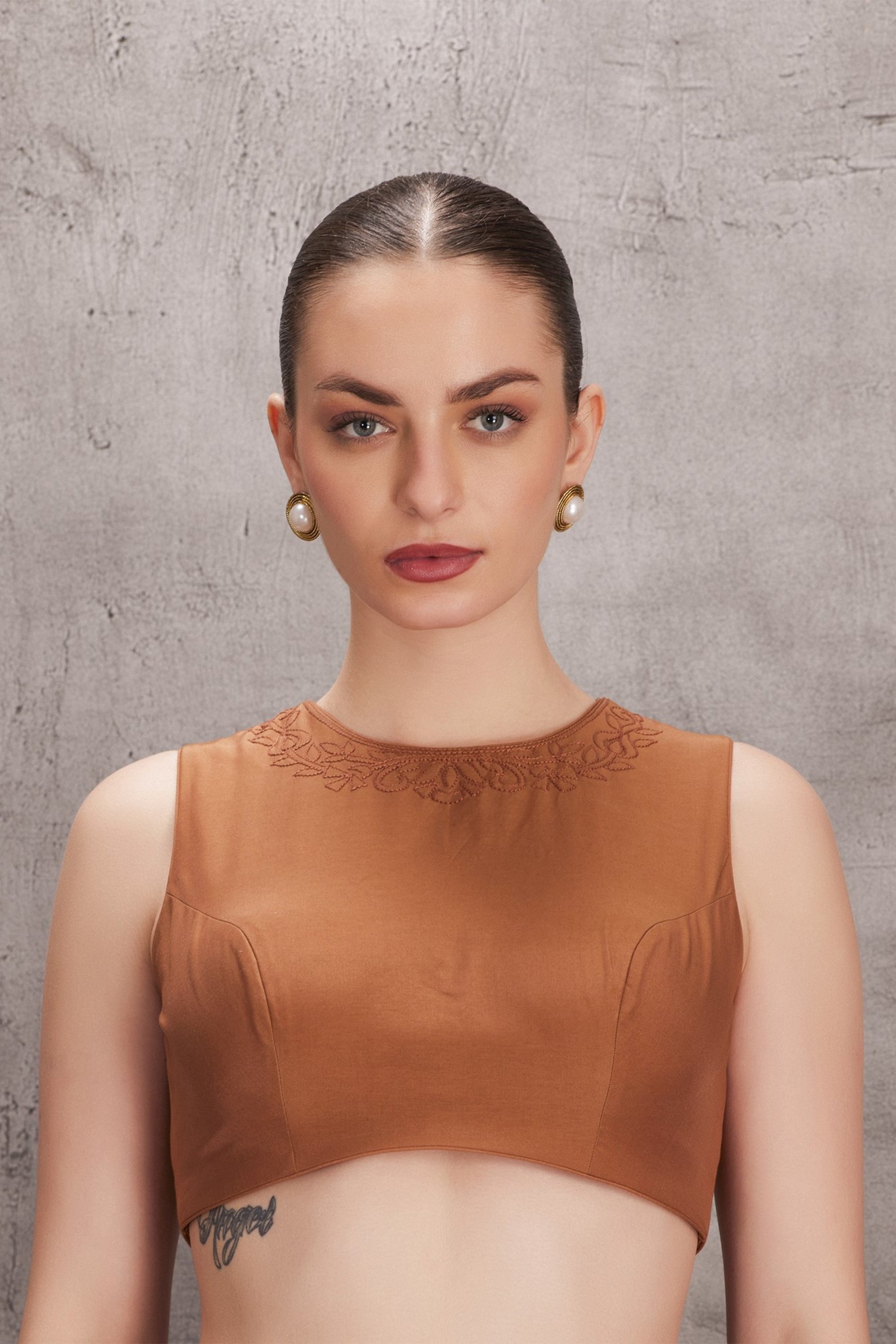 Brown Cotton Silk Blouse (JB-032)